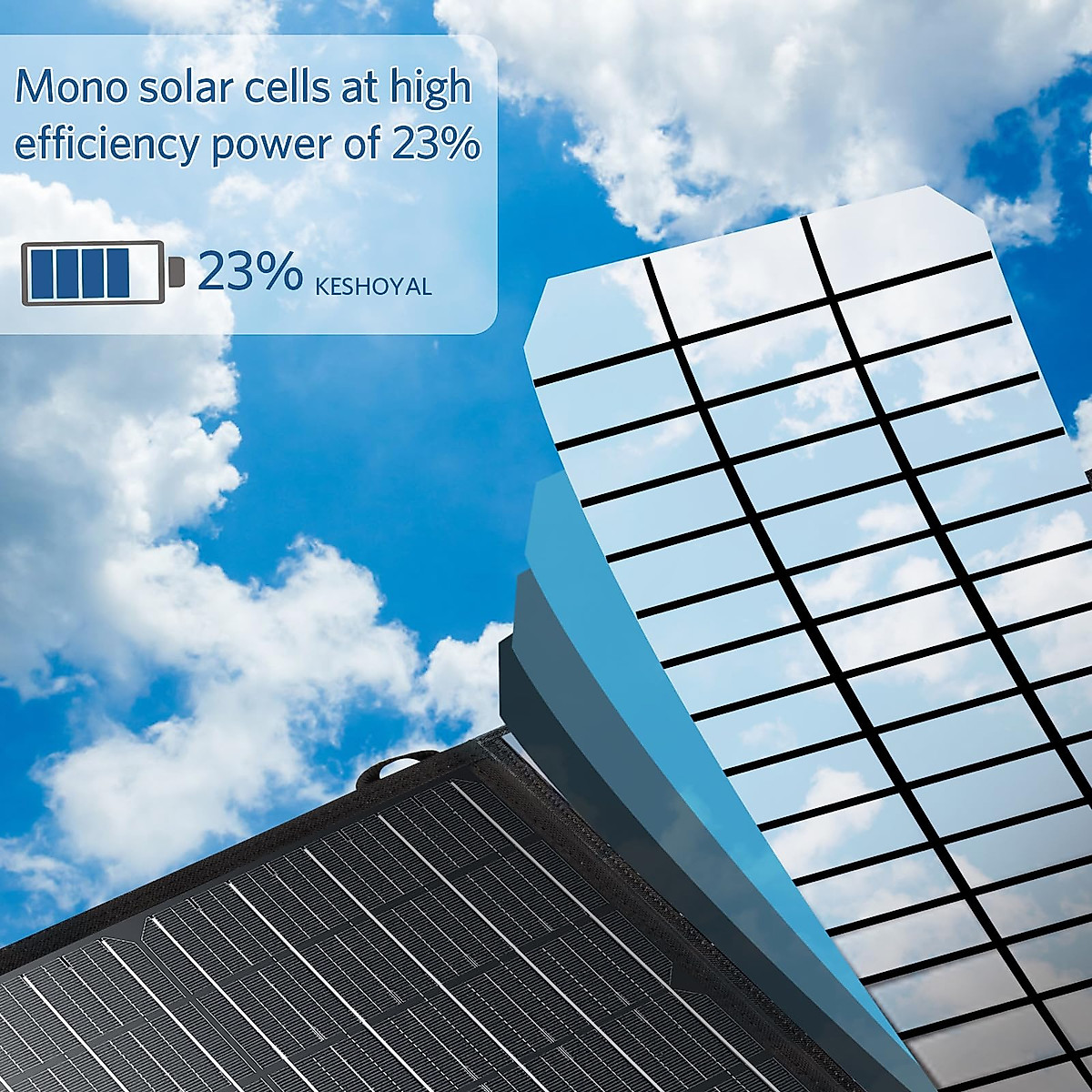 Keshoyal Portable Solar Panels,150W/18V Foldable Solar Panel with QC3.0 USB Ports & DC Output(10 Connectors), Solar Charger for Power Station Phones Laptop Tablet Outdoor Camping RV