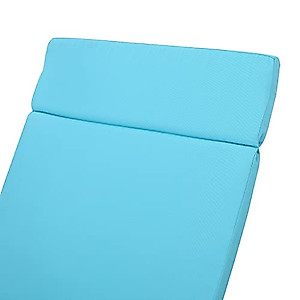 Christopher Knight Home Salem Outdoor Water Resistant Chaise Lounge Cushion, Blue, 79.25 inches deep x 27.50 inches wide x 1.50 inches high