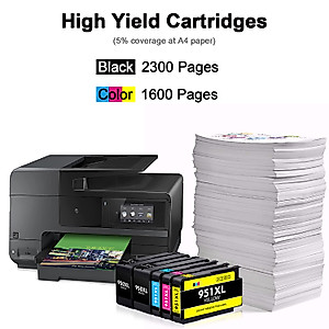 Dam Aila Ink Cartridge 950 Compatible for 950 Ink Cartridge with HP OfficeJet Pro 8600(2 Black, 1 Cyan, 1 Magenta, 1 Yellow, 5 Pack)