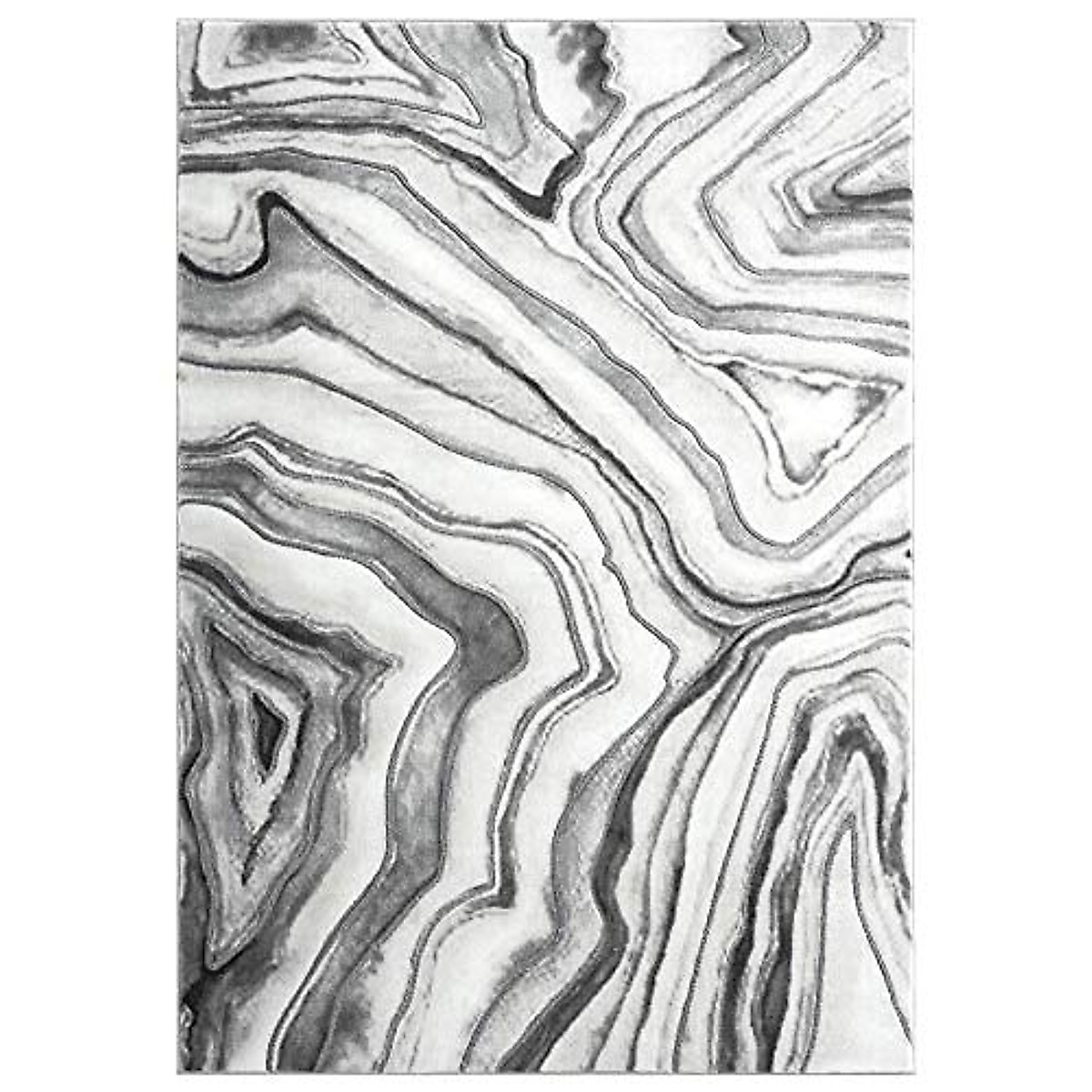 Abani Abstract Grayscale Agate Area Rug Rugs - 6' x 9' Contemporary Non-Shed Modern Grey Bedroom Rug