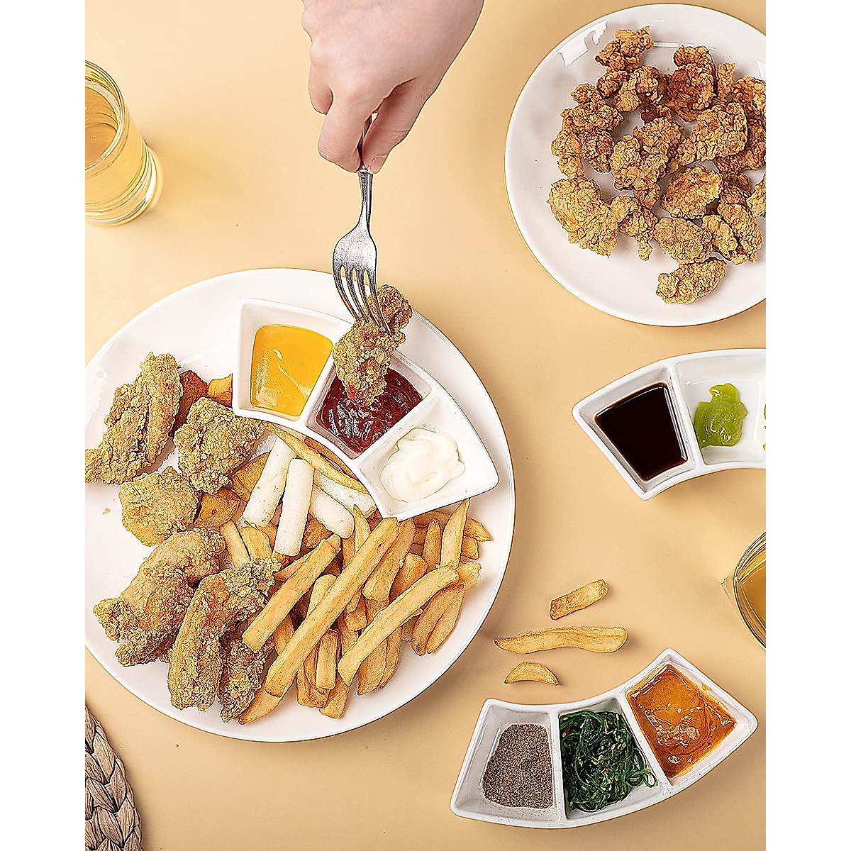 DELLING 3 Oz Ceramic Dip/Dipping Bowls Set Ultra-Strong 3 Oz Ceramic Dip Bowls Set,