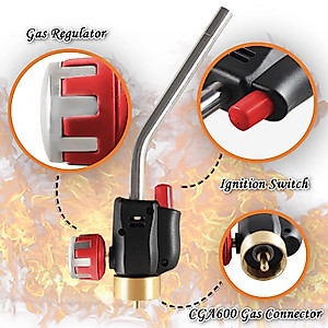 DOMINOX Propane Torch Head, Propane Torch Head with Igniter, Mapp Gas Torch - Torch Head - Propane Torch for Cooking, Welding, Searing(Tank Not Included)