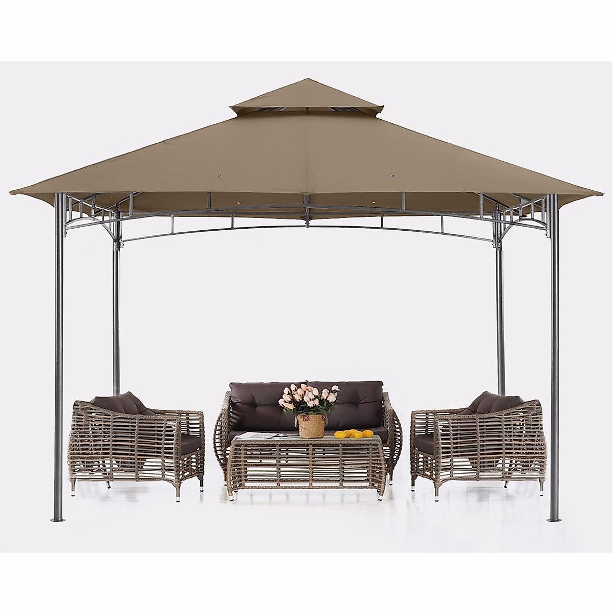 ABCCANOPY Gazebos for Patios 10x10 - Outdoor Steel Frame Gazebo for Lawn Backyard Garden Deck (Khaki)