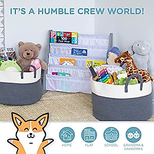 Humble Crew, Grey/White Kids Book Rack Storage Bookshelf, 4 Tiers