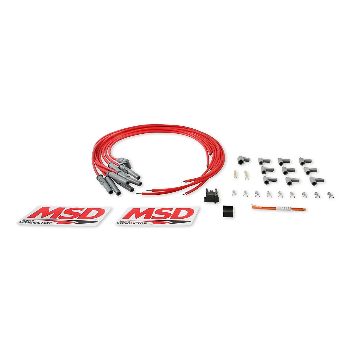 MSD 31189 Super Conductor Spark Plug Wire Set, Multi-Angle Plug, HEI Cap