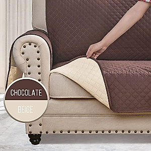 ASHLEYRIVER Reversible Recliner Chair Cover, Sofa Slipcover for Dogs, 3 Cushion Couch Protector (Recliner Oversize: Chocolate/Beige)