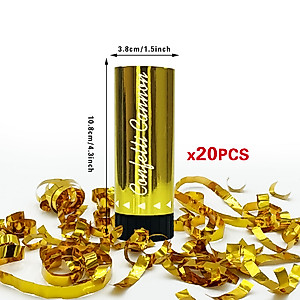 20 PCS Gold Party Confetti Poppers Cannons for Wedding Birthday Graduation Baby Shower Anniversary Christmas New Year's Party Celebrations Supplies and Favors
