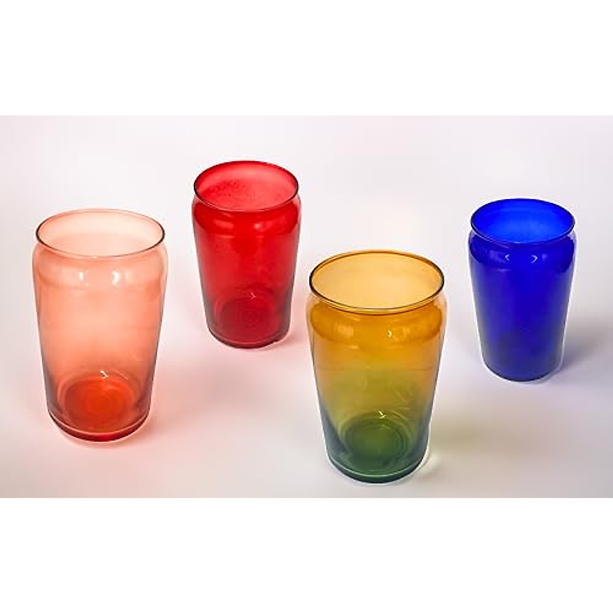 American Glass Co [4 Piece Set] - Artisan Drinking Glasses | 16oz Beer Can Glass Cups - The Perfect Cocktail Glass | Multicolored Water Glasses | Kitchen Glassware (Sapphire Blue)