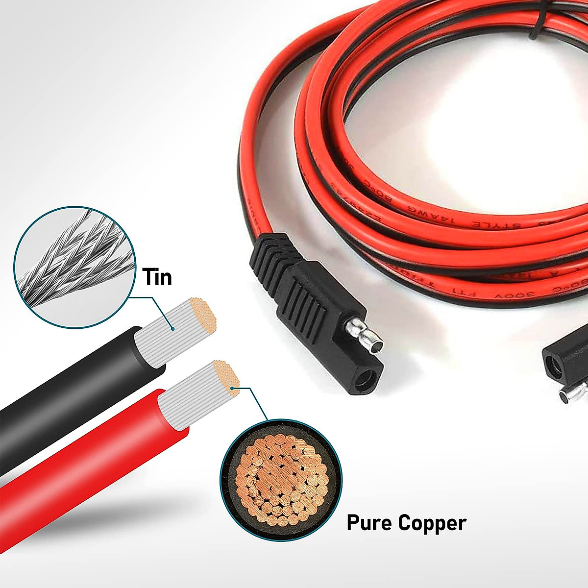Sodcay Pack-1 Ring Terminal Connect, 23.6" 12AWG Solar Photovoltaic Connection Power Cord, O-Ring Eyelet Quick Connect Terminal Harness (Multicolored)