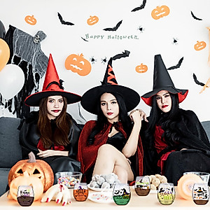 Sliner 6 Pcs Halloween Witch Stemless Wine Glass 11.5 oz Halloween Wine Glass for Halloween Birthday Housewarming Party Ice Coffee Beer Beverages Men Women Friends Families Coworker Funny Gifts