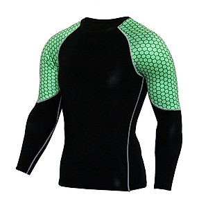 NATURET Compression Pants Running Shirt Mens Athletic Cool Sleeve Baselayer Shaper Top Workout Gym Set Green