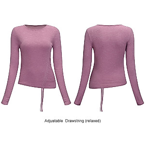 Workout Tops for Women Long Sleeve Fitted Ruched Drawstring(Mauve Heather,S)