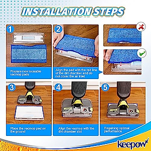 KEEPOW 12 Pack Reusable Mop Pads Refills for Shark Vacmop Replacement Pads Compare to Shark Vacmop Disposable Hard Floor Pads
