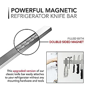 Modern Innovations 16 Inch Magnetic Knife Holder for Refrigerator, Magnetic Knife Holders for Fridge or Kitchen Wall No Drilling, Magnet Strips for Knives & Metal Utensils, Tool Rack, Stainless Steel