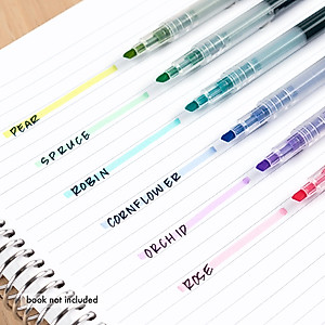 Erin Condren Pastel & Black Dual-Ink Dual-Tip Highlighter Pens 6-pack. 6 Barrels and 7 Colors Total. Fine Tip Black Ink Markers and Assorted Color Chisel Tip Highlighters