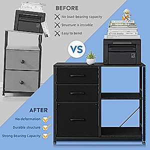 Raybee 3 Drawer Filing Cabinet for Home Office Mobile Lateral Office File Cabinets Rolling Printer Stand Fits for A4 / Letter/Legal,26.6" H x 29.7" W x 16.9" D Black