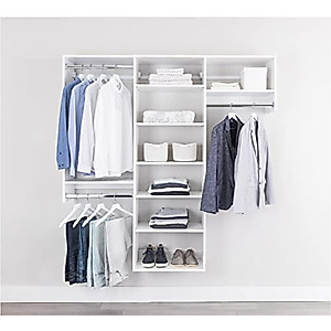MC Modular Closets Closet Kit with Hanging Rods & Shelves - Corner Closet System - White, 79.5 inches Wide