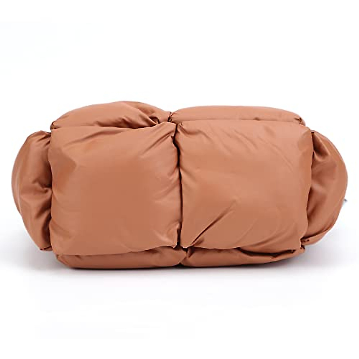 AZURAOKEY Puffer Tote Bag, Check Cotton-Padded Bag Autumn Winter Lady Soft Puffer Shoulder Bag Warm for Work (Brown)