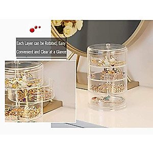 Stratalife Hair Accessories Organizer Acrylic Jewelry Organizer Hair Tie Container Small Jewelry Box 4 Layers Storage Box Hair Accessory Container Rotatable Organizer Drawer for Women Girls