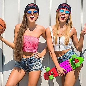 2 Pieces Patriotic Baseball Cap Adjustable Cotton Dad Hat USA Embroidered American Flag Cap for Men Women (Blended Color)