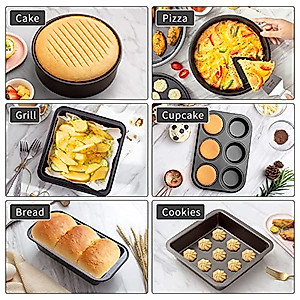 Morfakit Baking Pans Set, 25 PCS Complete Cake Baking Set with Baking Sheets, Cake Pan, Loaf Pan, Muffin Pan, Pizza Pan, Cake Baking Supplies for Beginner Kids Adults, Black