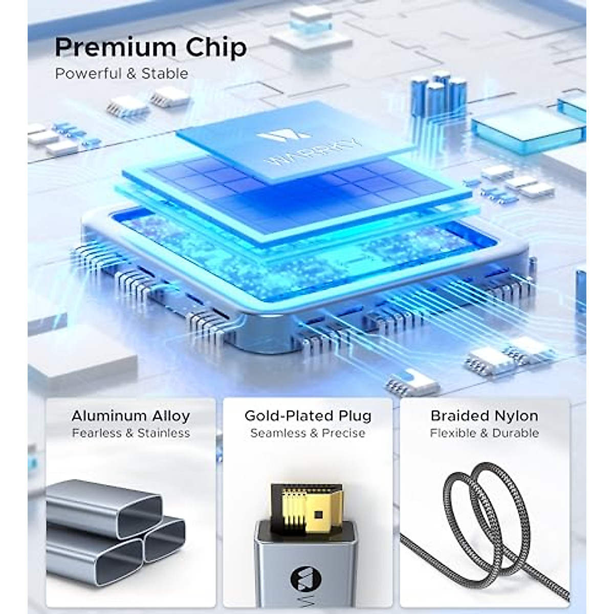 Warrky USB C to HDMI Cable 4K, [10FT / 3M, Braided, High Speed] Thunderbolt 3 to HDMI Adapter Compatible for New iPad, MacBook Pro/Air, iMac, Galaxy S20 S10 S9 S8, Surface, Dell, HP