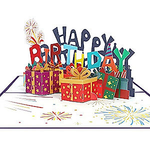 Skycase 3D Birthday Card,[1 PACK] Handmade Paper Happy Birthday Pop Up Card with Envelope Postcards and (Mini) Message Card for Friends, Kids, Parents,HAPPY BIRTHDAY Card