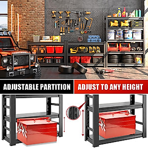 SFTORMAS 48" W Garage Shelving Heavy Duty Storage Shelves Adjustable 5 Tier Metal Shelves for Garage Warehouse Basement Industrial Utility Racks,Black