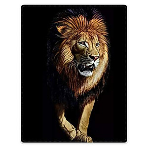 HommomH 50"x80" Black Lion Blanket Animal Print Soft Fluffy Fleece Throw for Couch Sofa Bed