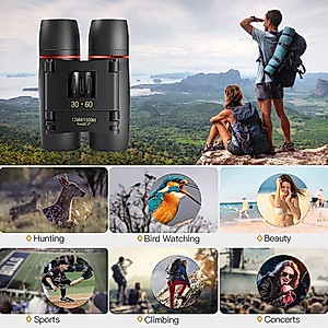 ZIYOUHU 30x60 Binoculars Small Compact Light Binoculars, Suitable for Adults and Children Bird Watching Travel Sightseeing, Waterproof Lightweight Small Binoculars, with Clear Low-Light Vision…