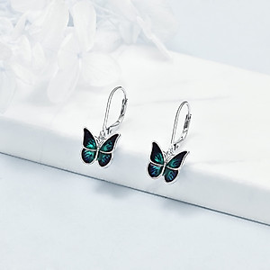 Vadmans Butterfly Leverback Earrings Sterling Silver Dangle Drop Earrings Jewelry Gifts for Women