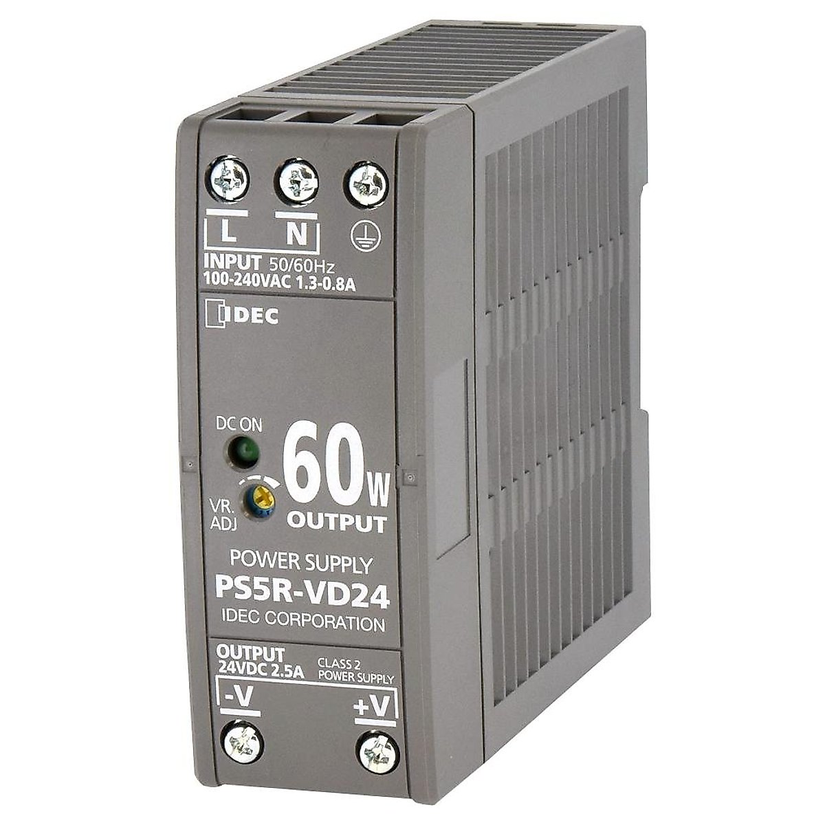 AC/DC DIN Rail Power Supply (PSU), Switching, 1 Output, 60 W, 24 VDC, 2.5 A