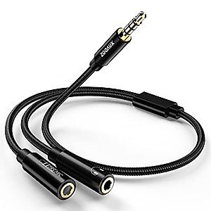 ZOOAUX 3.5mm Combo Audio Adapter Cable with Separate Mic and Audio Headphone Connector for PS4,PS5,Xbox One S,Nintendo Switch,Tablet,Mobile Phone,PC Gaming Headsets and New Version Laptop 13 Inch