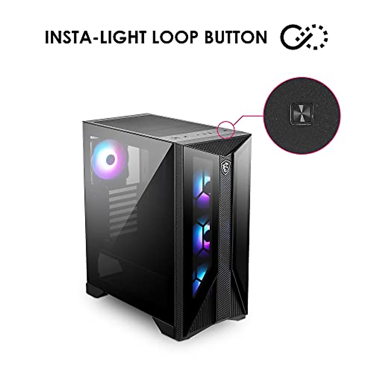 MSI MPG GUNGNIR 120R - Premium Mid-Tower Gaming PC Case - Tempered Glass Side Panel - ARGB 120mm Fans - Liquid Cooling Support up to 360mm Radiator - Vented Front Panel