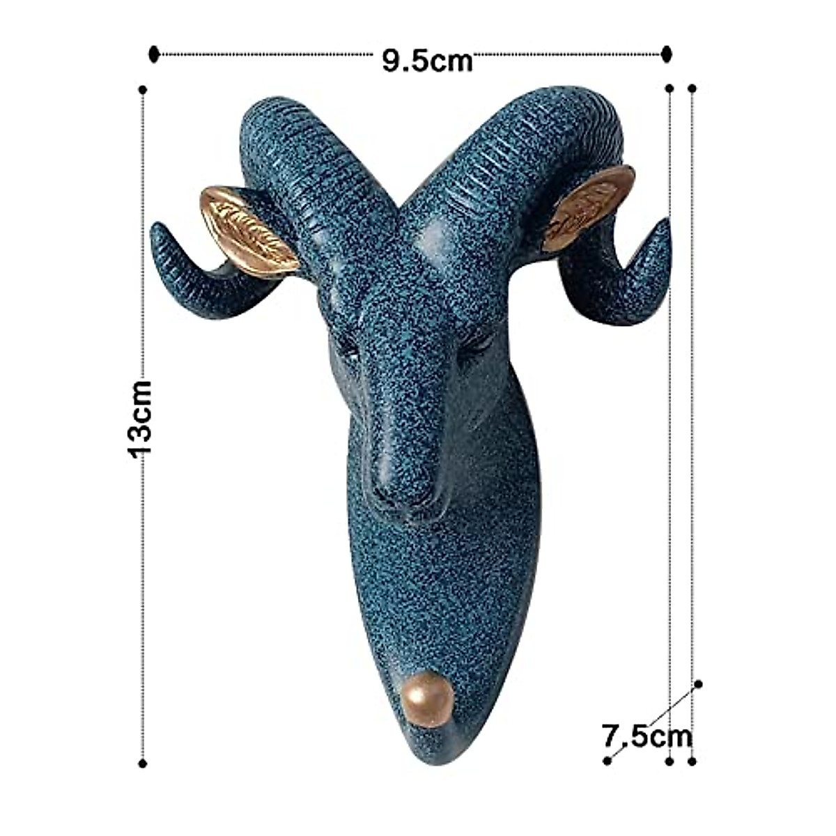 LBSLMJB 6PCS Coat Hooks Wall Mounted Creative Antlers Decorative Hooks, Hooks for Hanging Towels, Animal Shaped Blue Resin Wall Hook Rack for Bags, Hat, Cap, Scarf, Cup