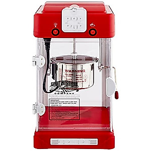 Great Northern Popcorn Company Pop Pup Countertop Popcorn Machine – Tabletop Popper Makes 1 Gallon – 2.5-Ounce Kettle, Catch Tray Warming Light & Scoop, Red (6074)