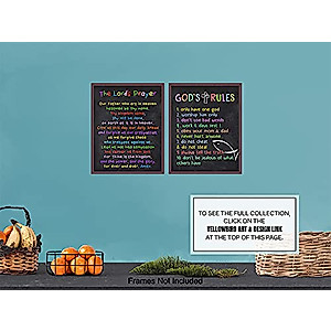 Lords Prayer Wall Decor - Ten Commandments Wall Decor - Religious Decor - Christian Wall Art - Kids, Boys Room, Girls Bedroom, Toddler Room, Nursery - Catholic Gifts - Blessed Inspirational Scripture