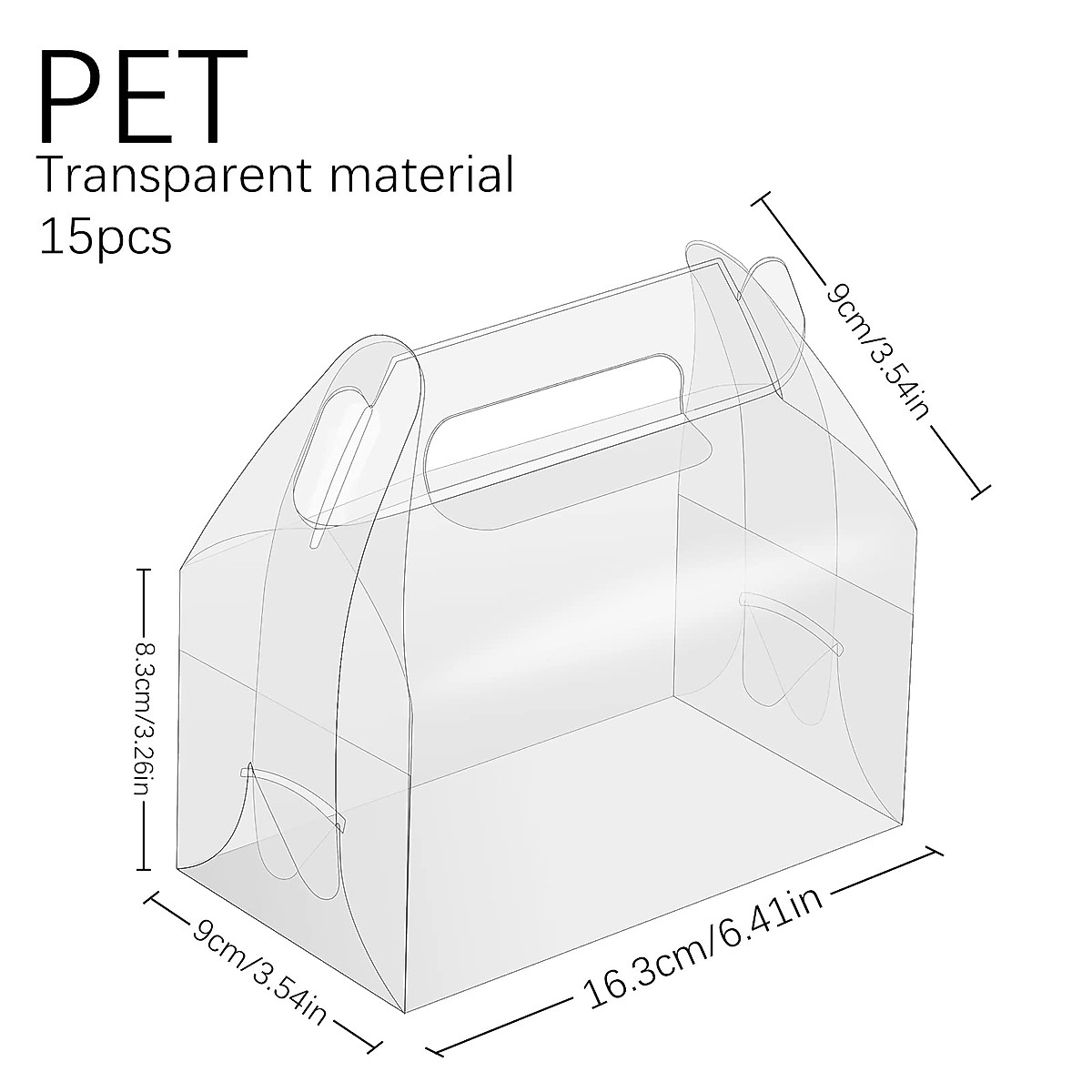 Oomcu 15 Pack Clear Gable Bakery Gift Boxes with Cardboard,Candy Treat Gift Box for Party Pastry Treat Dessert Cookies Birthday Holiday Christmas Valentine Birthday Baby Shower(6.3" x 3.5" x 3.2")