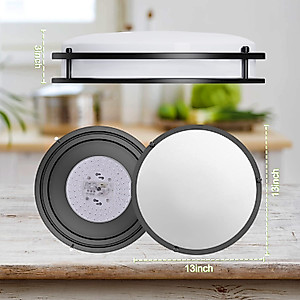 Yogaret 13 Inch LED Ceiling Light Fixture: 40W Flush Mount Ceiling Light 4000 Lumens Dimmable, 3000K/4000K/5000K Modern Ceiling Lamp for Bedroom Kitchen Bathroom Hallway Closet Laundry