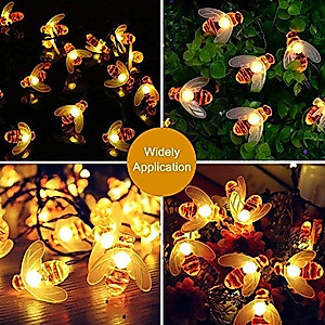 Oluote Solar Bee String Lights, 60 LEDs 30ft/9M 8 Modes, Honeybee String Lights, Outdoor Honey Bee Fairy Lights for Garden Home Patio Lawn Party Holiday (30ft/9M, Warm White)