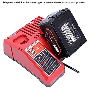 Elefly Replacement for Milwaukee M-12 M18 Battery Charger 48-59-1812, Compatible with Milwaukee 12V-18V M18 Battery 48-11-1852 48-11-1850 M-12 48-11-2460 48-11-2411