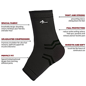 Jupiter Foot Sleeve (Pair) with Compression Wrap, Ankle Brace For Arch, Ankle Support, Football, Basketball, Volleyball, Running, For Sprained Foot, Tendonitis, Plantar Fasciitis…