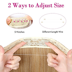 REECHO Invisible Wire Hair Extensions with Transparent Headband Adjustable Size Removable Secure Clips in Straight Secret Hairpiece for Women (24 Inch, Light Blonde)