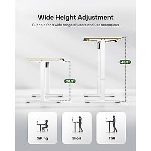 Marsail Electric Standing Desk, Adjustable Height Stand up Desk, 48 x 24 Inches Sit Stand Home Office Desk, Computer Desk, Maple