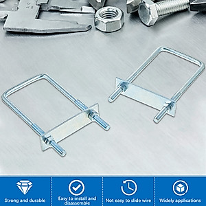 8 Sets Square U Bolts, Carbon Steel Zinc Plated U Clamp Bolt with Nuts and Frame Plates for Sailboat Trailers, Tube, Industrial Supplies, 3/8 x 3 x 7 Inches