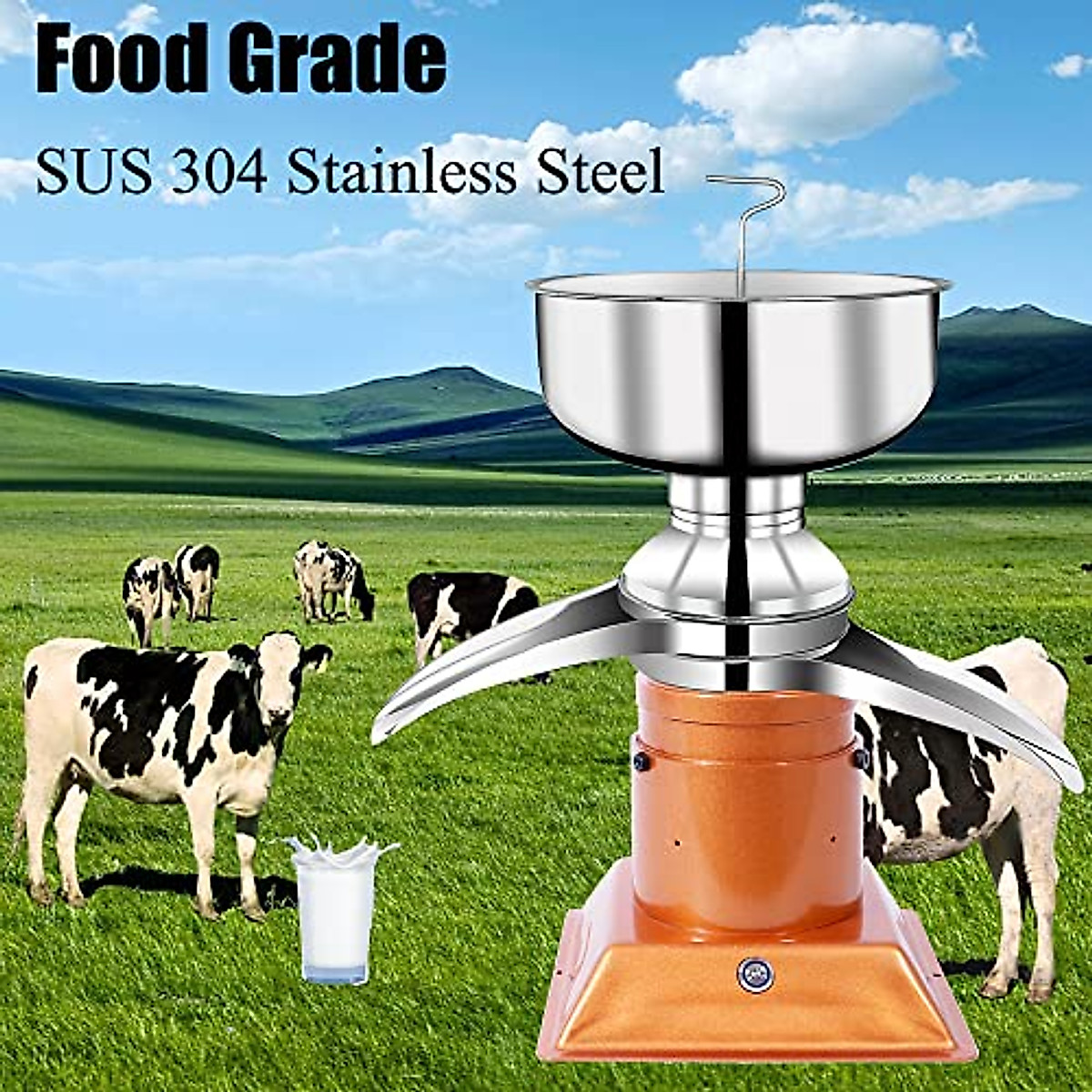 Minneer Electric Milk Cream Centrifugal Separator/Golden Plug 21Gal/H 80L/H 110V USA/Canada Make Cream Butter Milkshake Separator for Goats Cows Milk All Metal Parts(Golden)