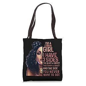 Libra Girl Black African American Mixed Girl Afro Woman Tote Bag
