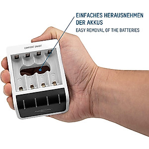 Ansmann Comfort Smart Charger Bundle for 1-8 AA/AAA Rechargeable Batteries + 8 pcs of Ansmann AA 2850 Hybrid Rechargeable Batteries