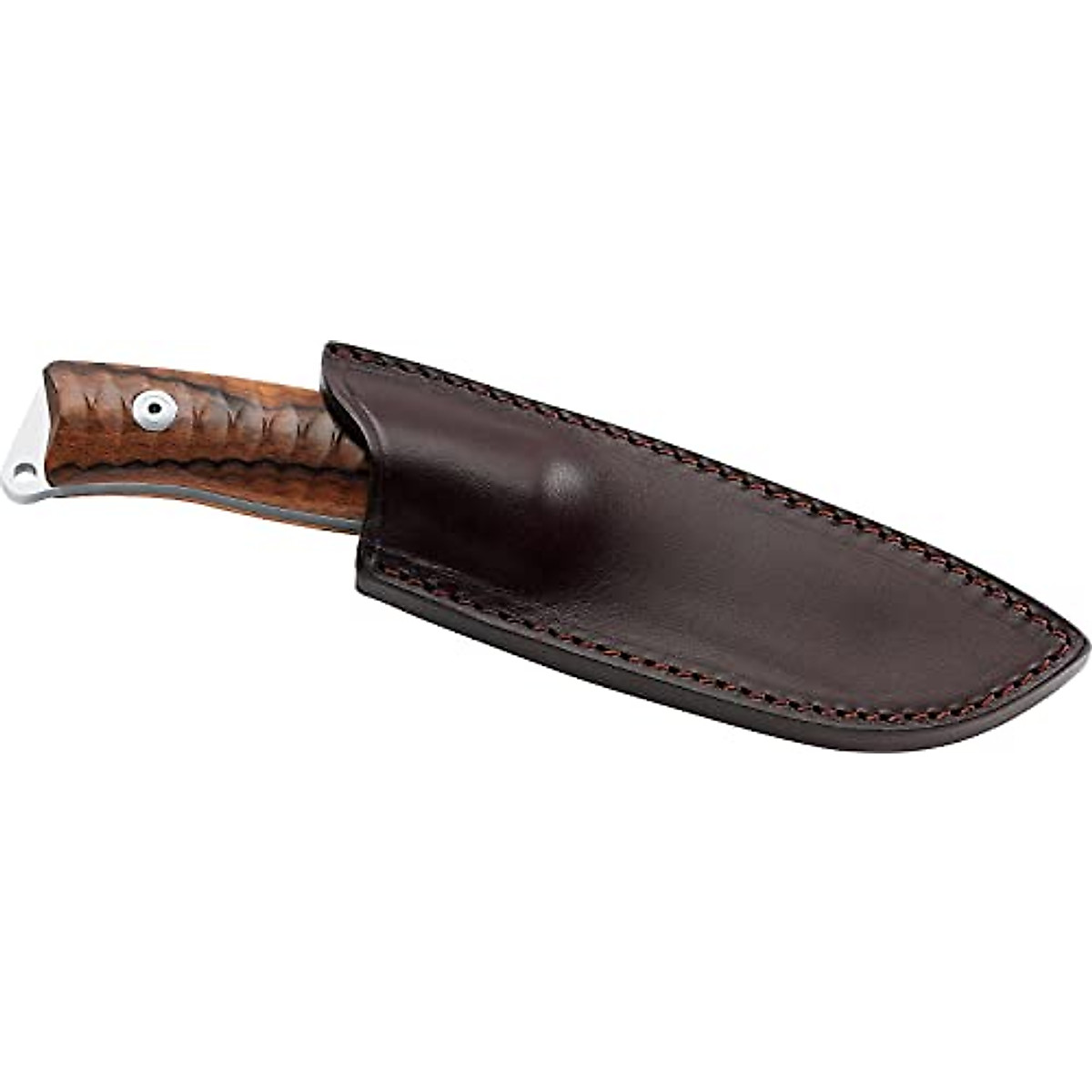 Fox Pro-Hunter FX-131 Folding One-Hand Hunting Knife 5 mm Blade Thickness Wood Handle w. Leather Sheath