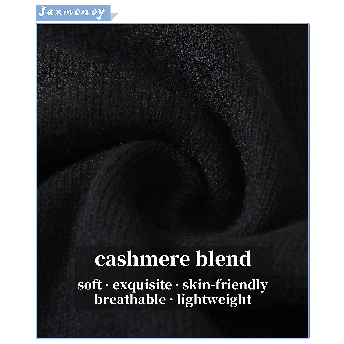 jaxmonoy Wool Cashmere Slouchy Knit Beanies Winter Hats for Women Men Soft Warm Double Layer Reversible Lightweight Slouch Cuffed Skull Beanie Cap - Black